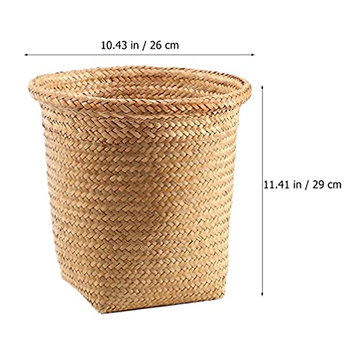 Ipetboom Office Decor Woven Rattan Trash Can Hand Woven Basket Planter Flower Pots Storage Container Farmhouse Round Trash Can Rattan Garbage Bin Wicker Laundry Basket Rustic Decor Desktop
