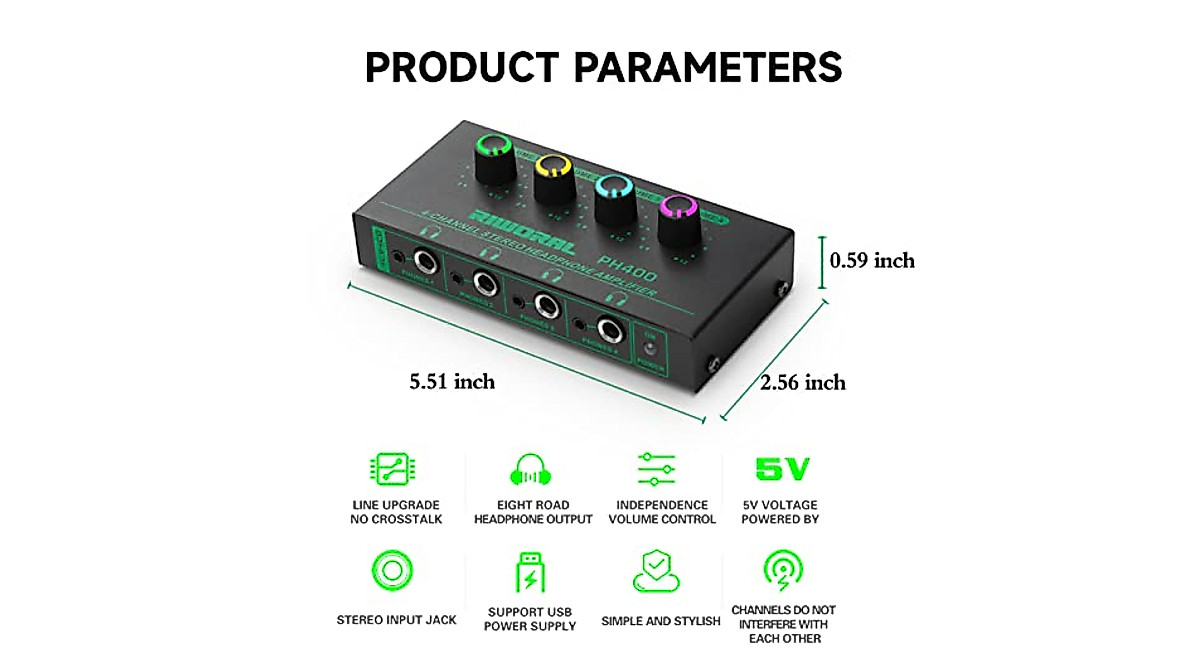 Riworal 4-Channel Headphone Amplifier | Pro Audio Control