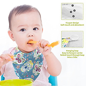 vvfelixl Baby Muslin Washcloths Floral Sugar Skull Baby Burp Cloths Cotton Baby Face Towel for Newborn Infants Boys Girls Soft and Absorbent 11.8 X 11.8 in, 3 Pack Blue