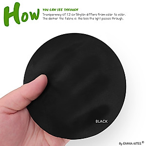 emma kites Black 20D Ripstop Nylon Fabric Waterproof 1.2 oz Silnylon Silicone Coating Ultralight Tear Resistant for Tarp Tent Poncho Rainfly Pack Cover Stuff Gear Sack Pre-Cut 1 Yard (60"x36")