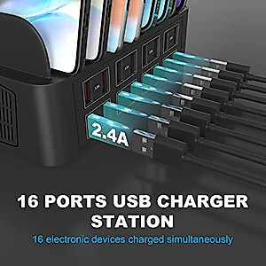 RUANSZZ Charging Station for Multiple Devices 150W 16 Ports Family USB Charger Station Convenient Charging Dock Compatible with Cellphone Tablets Kindle and Other Electronic (NO Charging Cable)