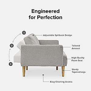 mopio Chloe Futon Sofa Bed, Convertible Sleeper Sofa, Couch, Loveseat, with Tapered Legs, 77.5", Splitback Sofa, Small Couches for Living Room