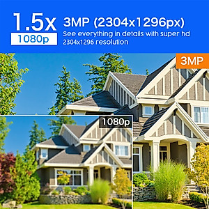 5MP Wireless Security Camera System No Hard Drive, 8 Channel Surveillance NVR Kits and 4pcs Super HD 5MP Outdoor Indoor WiFi Bullet Camera for Home Full Color Night Vision (3MP)