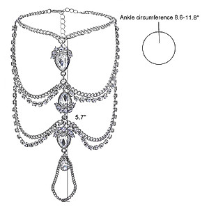 Bienvenu 2 PCS Crystal Beach Wedding Foot Jewelry Barefoot Sandals Toe Ring Boho Anklet,Style2_Golden