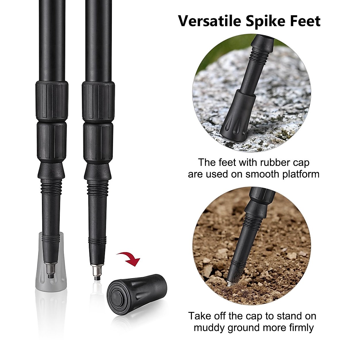 Trakiom Bipod Shooting Sticks for Hunting， Shooting Bipod for Hunting, Adjustable Bipod Shooting Rest, Rifle Bipod with 360° Rubber V Yoke Rest, Twist Lock, Lightweight Aluminum Frame and Spike Feet