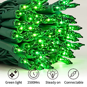 Minetom St. Patrick's Day Mini String Lights, 100 Count 27 Feet Detachable Incandescent Bulb Waterproof Green Fairy Lights Plug in for Indoor Outdoor Party Patio Christmas Decoration, Green Wire