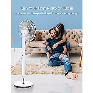 Lago 14-Inch Diameter 9-Speed Oscillating Floor Pedestal Fan with Electric Remote Control - 9 Wind Speeds, Tilt-Back Fan Head, Adjustable Oscillation, Quiet Cooling Fan