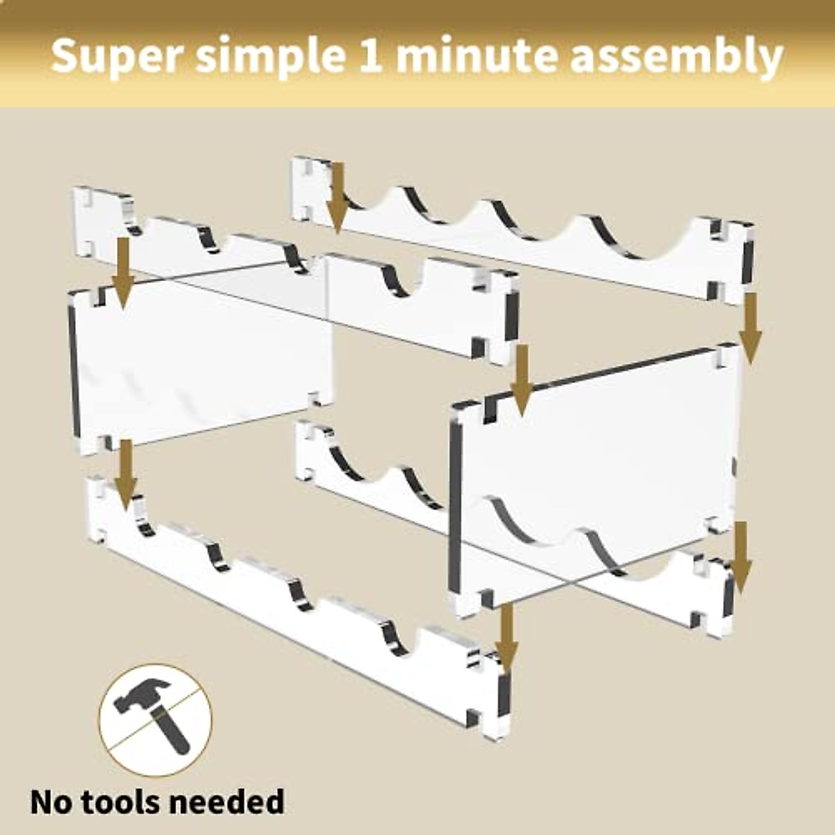 8 Bottle Transparent Acrylic Wine Rack | Countertop Storage