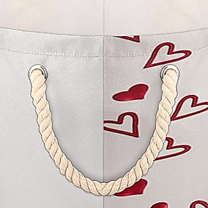 Heart Shape Large Round Baskets for Storage Laundry Baskets with Handles Blanket Storage Basket for Bathroom Shelves Bins for Organizing Nursery Hamper Girl Boy