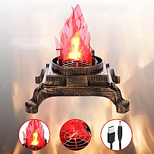 GULI Halloween 3W Prop LED Fake Fire Flame Effect Lamp Torch Night Light Artificial 3D Campfire Lamp for Christmas Festival Event Party Club Decor(6inches-Stand Led Flame Light)