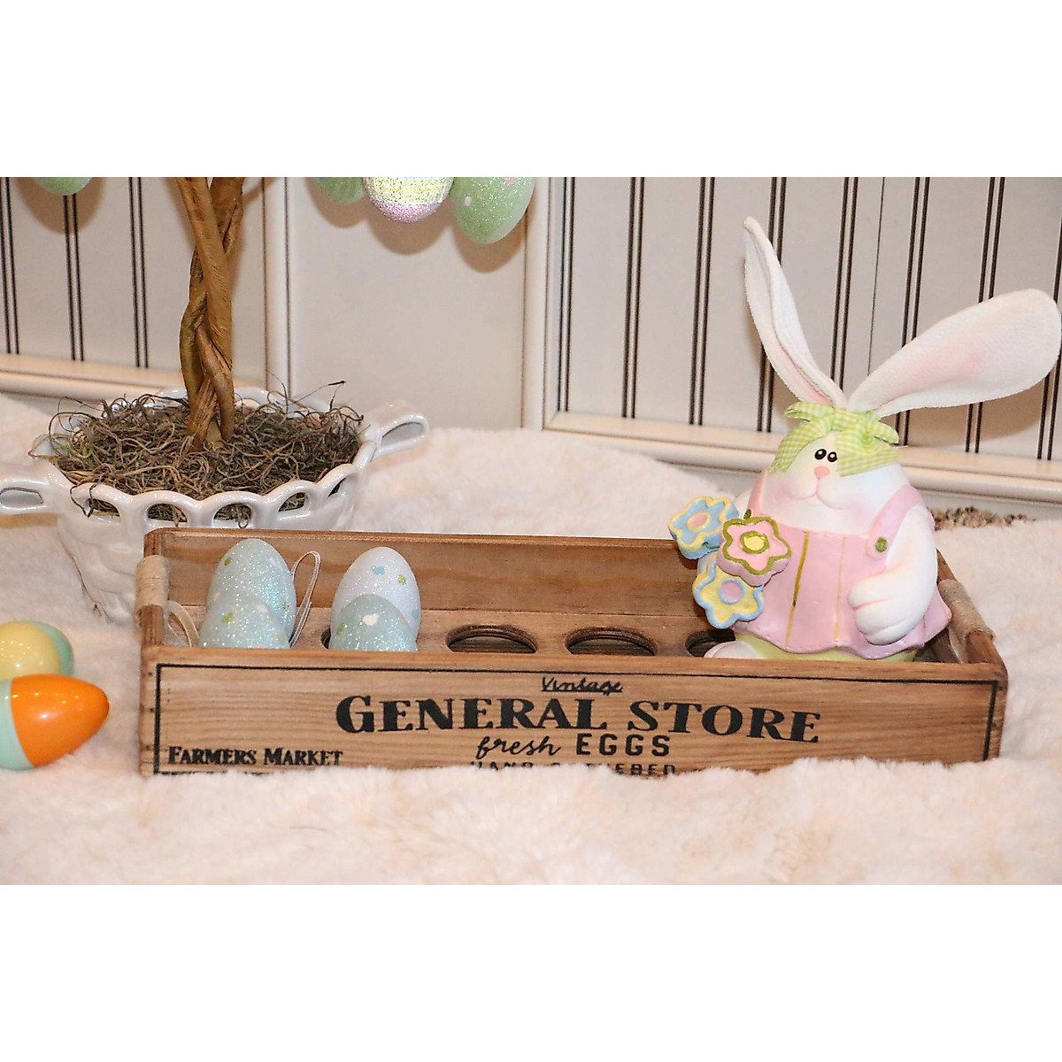 Wooden Egg Holder crate storage box rustic farmhouse decor for one dozen (12) eggs
