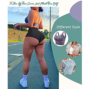 Women's High Waist Yoga Booty Shorts Workout Spandex Dance Hot Pants Butt Lifting Leggings Rave Outfits Black