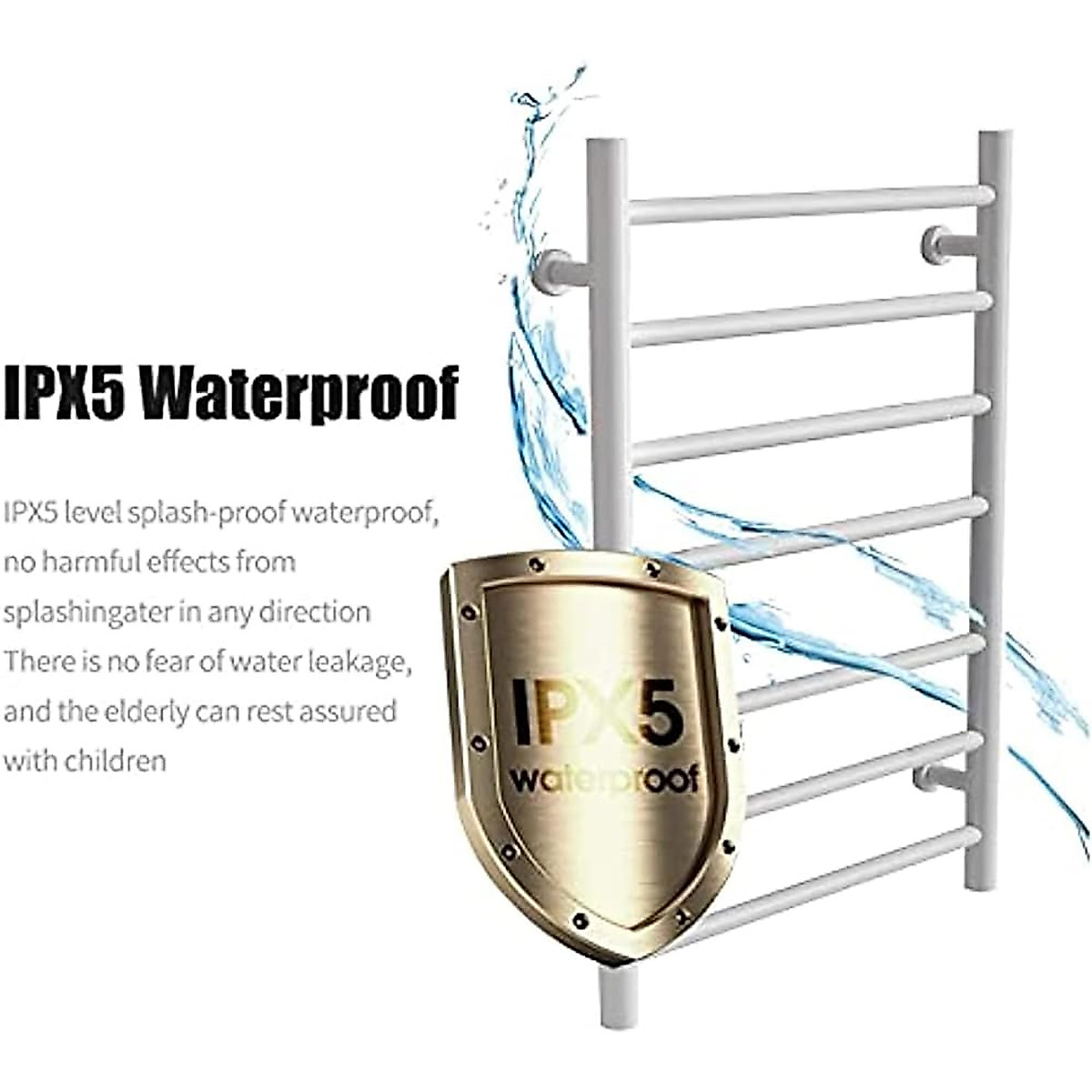 MegLob 80W Electrical Towel Rack Towel Holder & Warmer, Electric Towel Rail Warmer with 7 Heated Bars, Wall Mounted Heated Towel Rail with Smart Touch & Timer, White Towel Heated Dryer