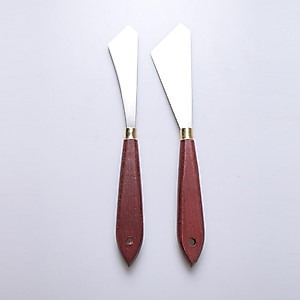 2 Pcs Stainless Steel Palette Knives Wood Handle Art Knives Acrylic Painting Knives Painting Art Scrapers for Oil Canvas Painting