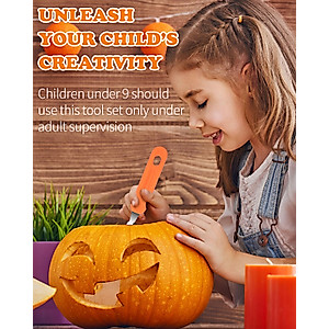 Halloween Pumpkin Carving Tools Kit, Professional and Heavy Duty Stainless Steel Pumpkin Cutter Knife Saw Scoop Tools Set for Kids or Adults, 7Pcs Carving Set for Halloween Decoration Jack-O-Lanterns