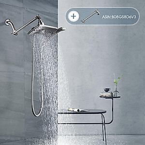 BRIGHT SHOWERS 6 Inch Brass Shower Arm with Flange Shower Pipe Arm for Wall Mount Fixed and Handheld Shower Head, Brushed Nickel