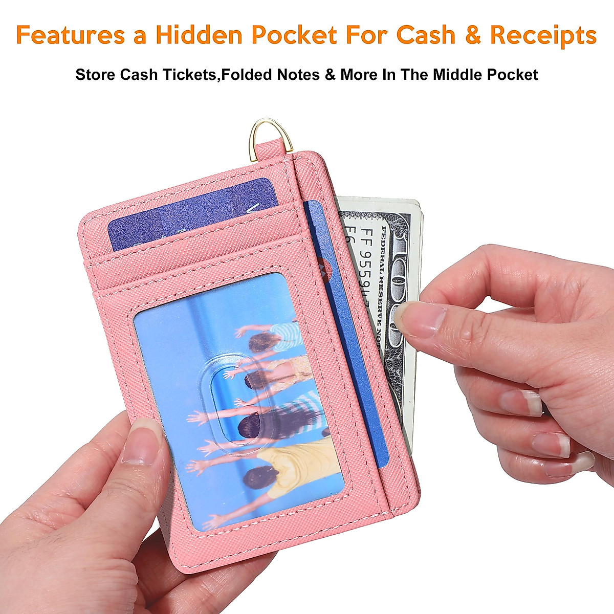 Badiya Credit Card Holder Slim Minimalist Wallet, Front Pocket Purse RFID Blocking Wallet Compact Card Case with ID Window for Women & Men