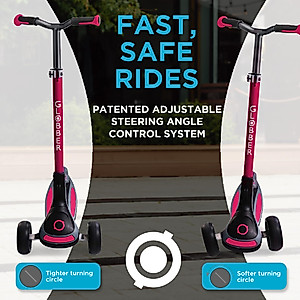 Globber Ultimum Scooter | 3-Wheel Kick Scooter for Adults & Kids 5+ | Foldable Kick Scooter with Safe, Non-Slip Deck & Premium Brakes (Pink)