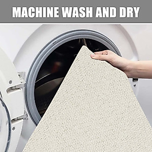 Collive Long Hallway Runner Rug 2.6' x 8', Washable Runner Indoor Entryway Rug, White/Beige Braided Woven Kitchen Runner Rugs Low-Profile Front Door Floor Carpet for Laundry Room Bedroom Doorway