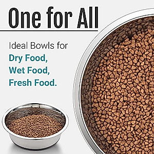 PEGGY11 Stainless Steel Metal Dog Bowls, Food Grade, BPA Free, Premium Pet Bowls for Food Water, Nonslip Rubber Bottom, Dishwasher Safe, Easy to Clean, 3.8 Cup, 2 Pack