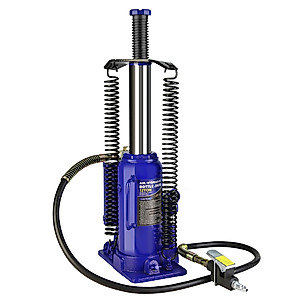 Air Hydraulic Bottle Jack, 12 Ton All Welded Bottle Jack, 10.2-20.1 inch Lifting Range, with 2-Section Long Handle, for Car, Pickup Truck, Truck, RV, Auto Repair, Industrial Engineering (Blue-12 Ton)