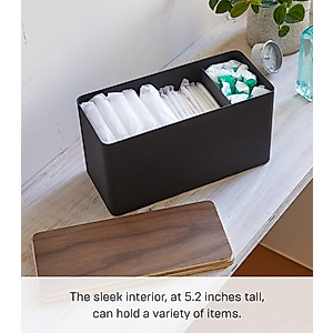 Yamazaki Home Rin Countertop Organizer Bathroom Kitchen Counter Organizer Metal Toiletries Holder - Steel + Wood