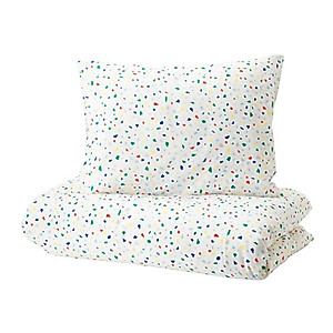 IKEA Mojlighet Duvet Cover and Pillowcases White Mosaic Patterned 904.236.94 Size Twin