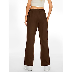 AUTOMET Women’s 2024 Fall Fleece Lined Winter Sweatpants Open Bottom Lounge Pants Athletic Joggers for Teen Girls Brown