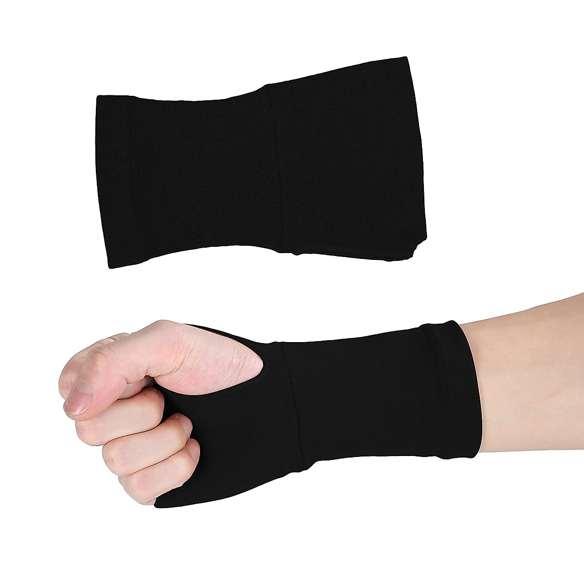 Wrist Support Compression Sleeve Wrist Palm Hand Elastic Brace for Carpal Tunnel, Wrist Pain, Arthritis, Black (1 Pair)(L)