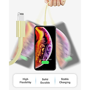 4 Pack [Apple MFi Certified] Apple Charging Cables 6ft, iPhone Chargers Lightning Cable 6 Foot, Fast iPhone Charging Cord for iPhone 14/14Pro/13/13Pro/12/11/11Pro/11Max/ X/XS/XR/XS Max/8, ipad(Yellow)