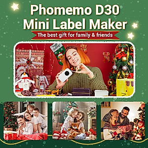 Phomemo Label Maker Machine with Tape, D30 Bluetooth Thermal Mini Label Printer for Organizing Storage, Office Supplies,Barcode,Mailing,Home Storage,Small Portable Sticker Maker, White