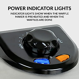 Nostalgia HomeCraft 7 inch Round Stainless Steel Electric Belgian Thick Waffle Maker, Non Stick, Die Cast Aluminum, Easy to Clean