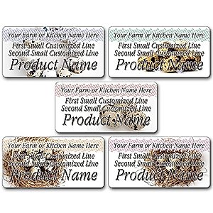 Quail Eggs Rectangle Personalized Farm Home Kitchen Name Store Product Present Mason Jar Labels (B-Label, 150 Labels on 15 Sheets)