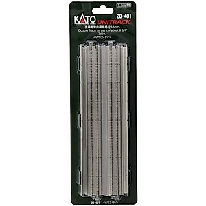 Kato USA, Inc. N 248mm 9-3/4" Straight Dbl Viaduct, Concrete (2), KAT20401