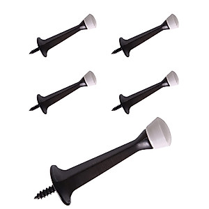 Door Stops 3 Inch Rigid with Rubber Pin Oil Rubbed Bronze Black, 5 Pack | HOWTOOL