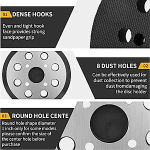 Sander Pad for Ridgid, 2 Pack 5 Inch 8 Hole Orbital Sander Pad for Ridgid R2600 R2601 5" Random Orbit Sander Replacement Hook and Loop Metal Backing Pad for Ridgid #300527002