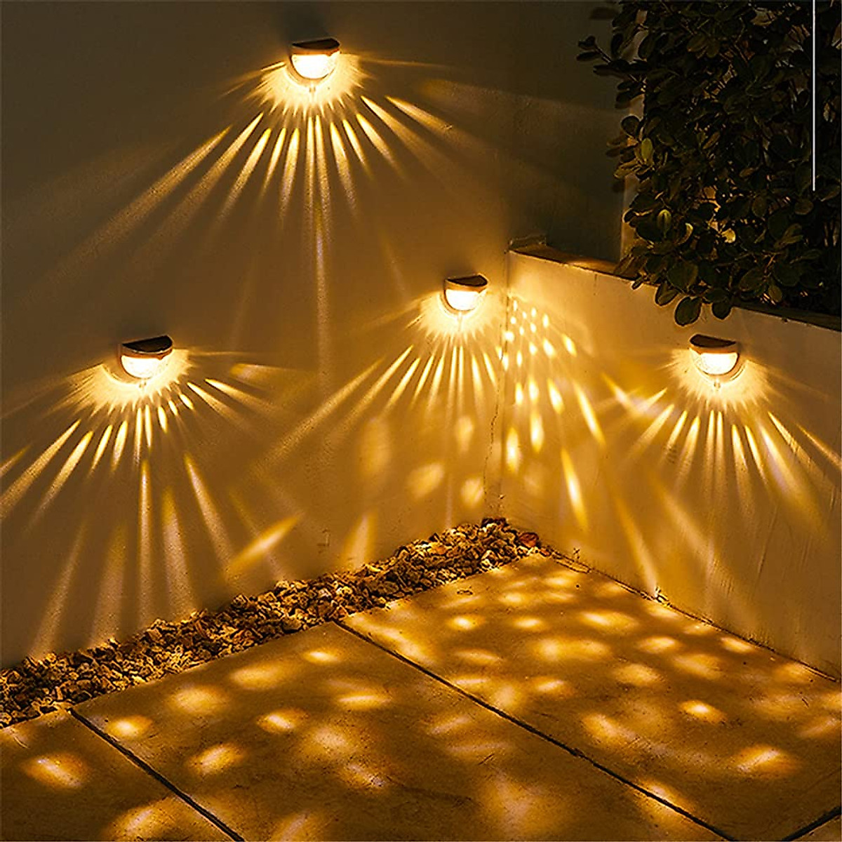 ZHUANYIYI 2 Pieces, Outdoor Solar Light and Shadow Wall Lamp, Garden Fence Step Pavement Waterproof Lighting, Home Garden Landscape Decoration Lamp