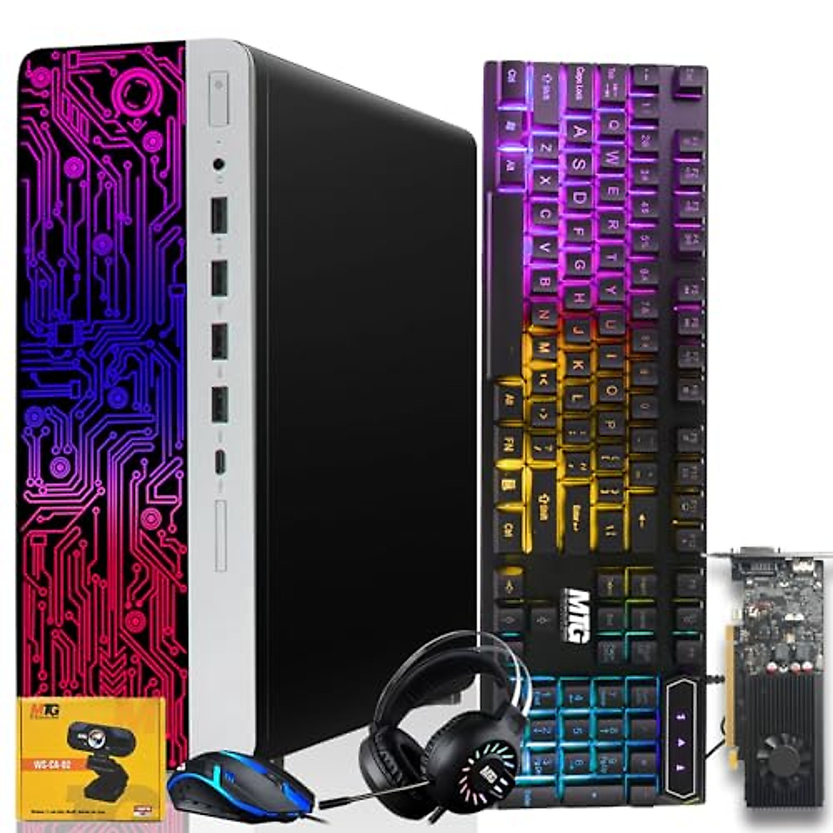 HP G3 Gaming Desktop PC, Intel Core i7 6th Gen, GT 1030 Graphics, 16GB RAM, 480GB SSD | 2TB HDD, RGB Keyboard Mouse, RGB Headphone, Webcam, Win 10 Pro (Renewed)