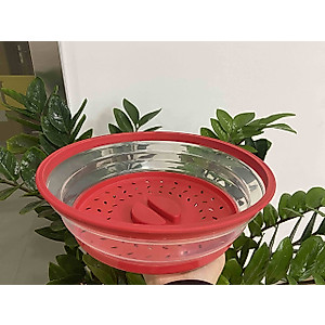 Wamba Vented Collapsible Microwave Splatter Proof Food Plate Cover With Easy Grip Handle Dishwasher-Safe, BPA-Free Silicone & Plastic, 10.5″ Round, (Red) X2