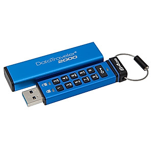 Kingston Digital 64GB DT2000 Keypad USB 3.0, 256bit AES Hardware Encrypted (DT2000/64GB)
