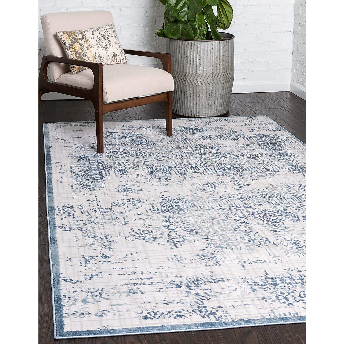 Unique Loom Aberdeen Collection Area Rug - Stanhope (4' 1" x 6' 1" Rectangle, Blue/ Gray)