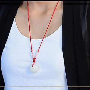 Fuqimanman2020 2pcs 25mm Circle Donut Healing Crystals Necklace Lucky Coin Pendant Necklace Chinese Style Adjustable Rope