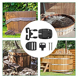 Zhaoyao 4 Pack Spa Tub Cover Clip Replace Latches Clip Lock Kit for Spa Hot Tub Cover, Spa Cover Clips Replacement with Keys and Slide Buckle