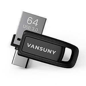 Vansuny 64GB USB C Flash Drive USB 3.0 Dual Flash Drive USB A + USB C Thumb Drive Unique UDP-Tech Waterproof Memory Stick Type-C OTG Flash Drive for Smartphone Tablet Computer and More