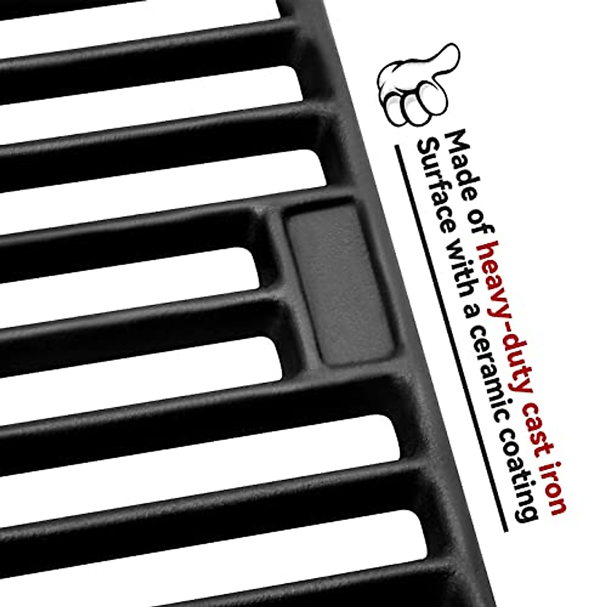 GGC Grill Grates Replacement for Chargriller 3001, 5050, 3008, 3030, 3725, 4000, 5252, King Griller 3008, 5252 and Others, 4 PCS Dumb Light Cast Iron Cooking Grid Grate(19 3/4" x 6 3/4" Each)