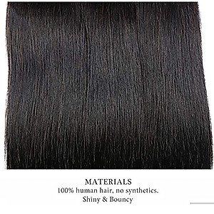 Hair Extensions, Wigs & Accessories Peruvian Straight Hair 3 Bundles with 4 * 4 Closure Free part 100% Human Hair Non Remy Human Hair Extension for Women