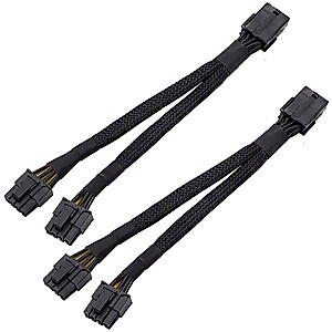TeamProfitcom 16 AWG GPU VGA PCI-e 8 Pin PCI Express Graphics Video Card GPU VGA 8 Pin Female to Dual GPU 8(6+2) Pin Male Sleeved Splitter Power Extension Cable 12-inches (2 Pack)