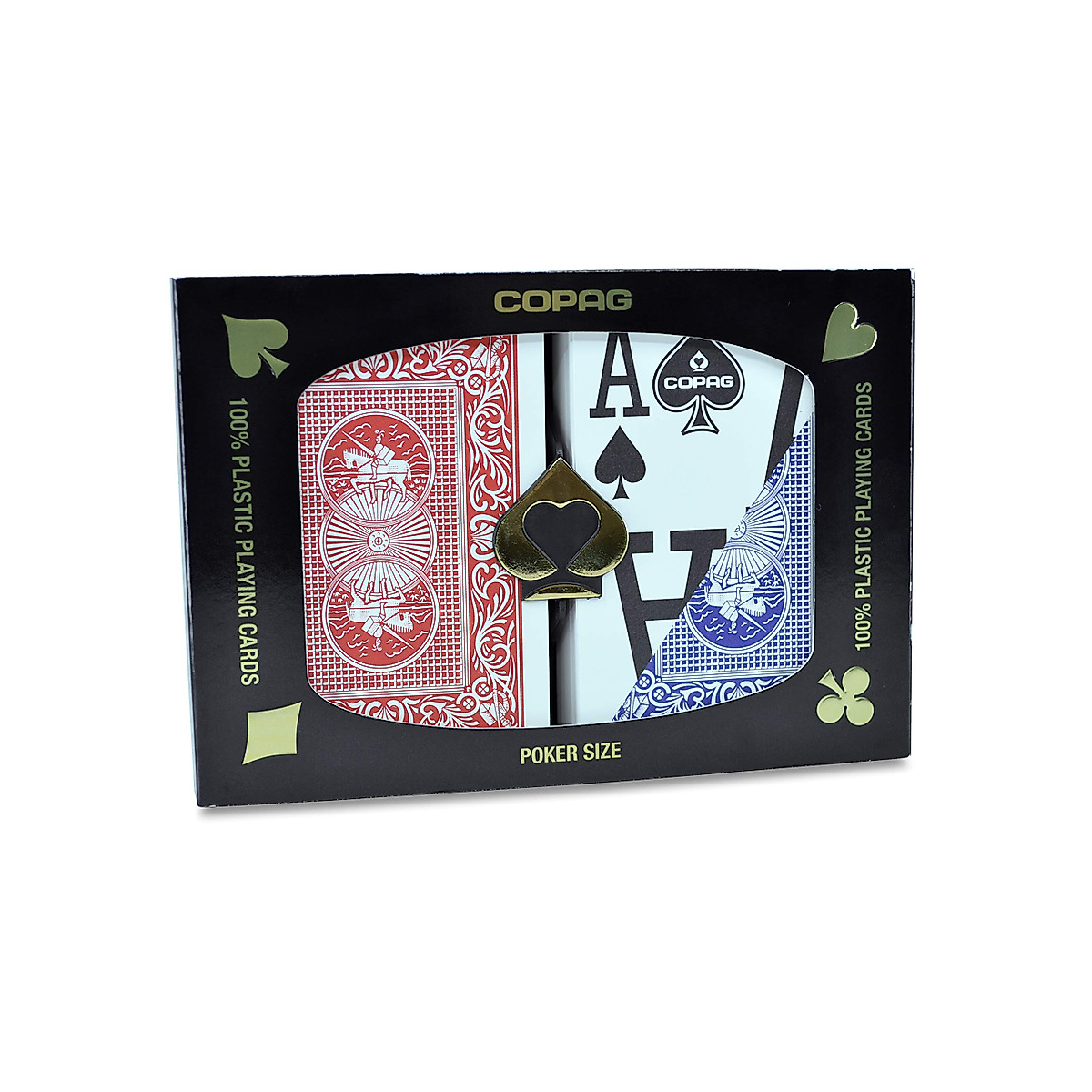 Copag Magnum Design 100% Plastic Playing Cards, Poker Size Magnum Index Red/Blue Double Deck Set