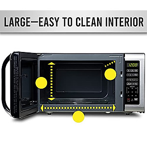 Farberware Countertop Microwave 1100 Watts, 1.6 cu ft - Microwave Oven With LED Lighting and Child Lock - Perfect for Apartments and Dorms - Easy Clean Brushed Stainless Steel