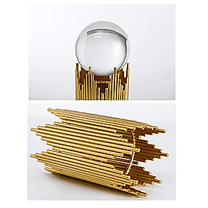 E-isata Modern Abstract Art Crystal Ball with Gold Iron Stand Decorative Ornaments for Living Room Bedroom TV Cabinet Crafts Gifts Office Home Decor (Pipe)